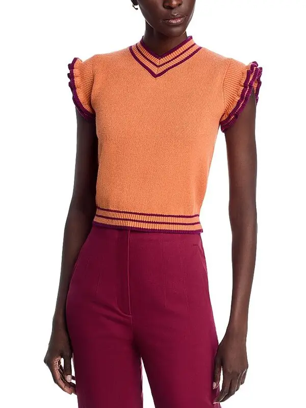 AREA STARS Trim Knit Top - Peach Berry