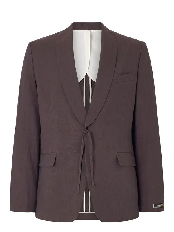 A KIND OF GUISE Shinji Shawl-collar Linen Suit Jacket - Brown