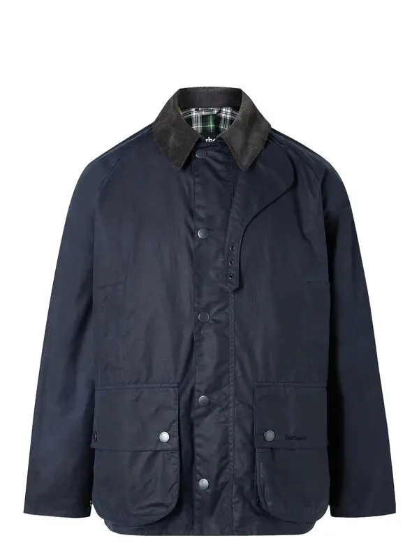 Barbour Beaufort Spectator Corduroy-trimmed Waxed-cotton Ripstop Jacket - Blue
