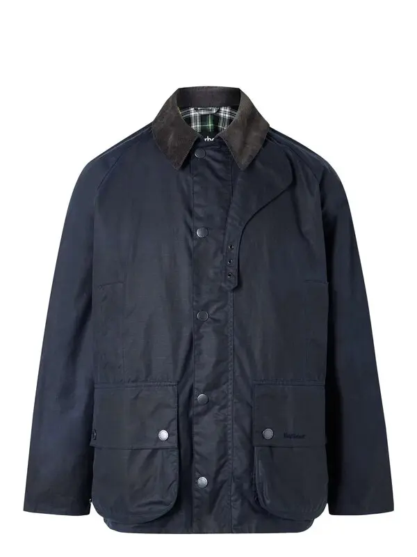 Barbour Beaufort Spectator Corduroy-trimmed Waxed-cotton Ripstop Jacket - Navy