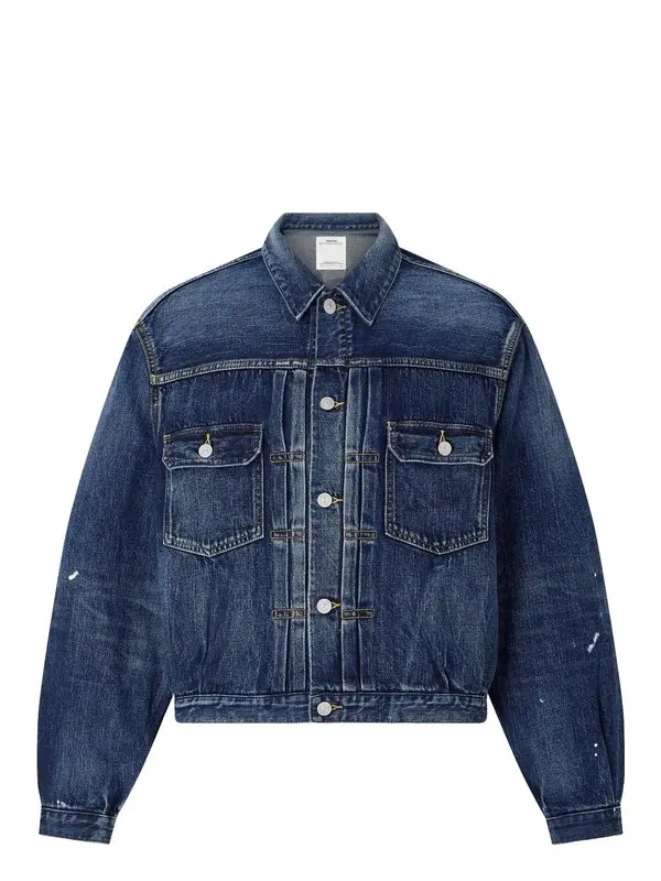 Visvim Social Sculpture 101 X Dmgd-1010 Cropped Distressed Selvedge Denim Jacket - Blue