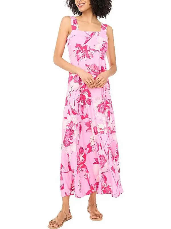 Vince Camuto Square Neck Tiered Maxi Dress - Raspberry Sorbet
