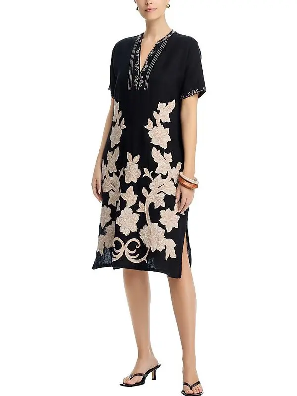 Johnny Was Henley Midi Dress - Black