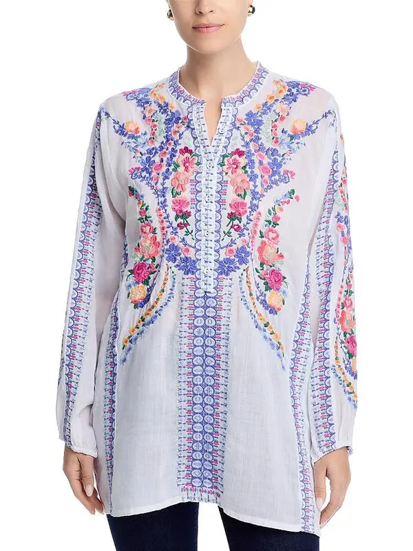 Johnny Was Henley Tunic - White