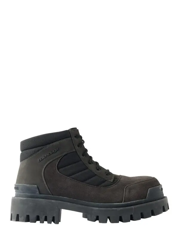 Balenciaga Nubuck-trimmed Suede Lace-up Boots - Brown