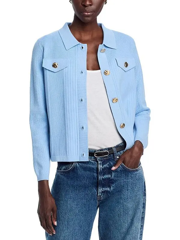 SIONI Button-front Jacket - River Blue