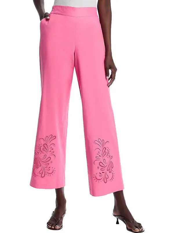 T Tahari Embroidery Detail Pull On Pants - Parisian Pink