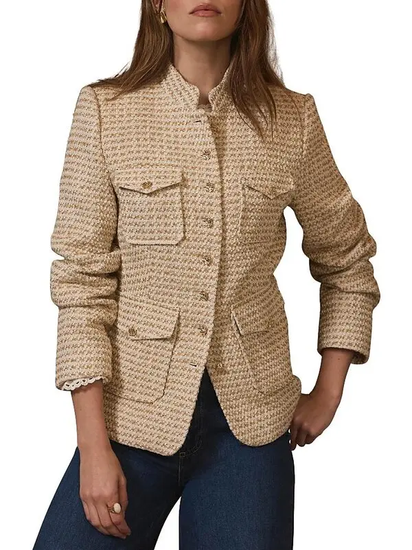 Mint Velvet Boucle Jacket With Pockets - Neutral