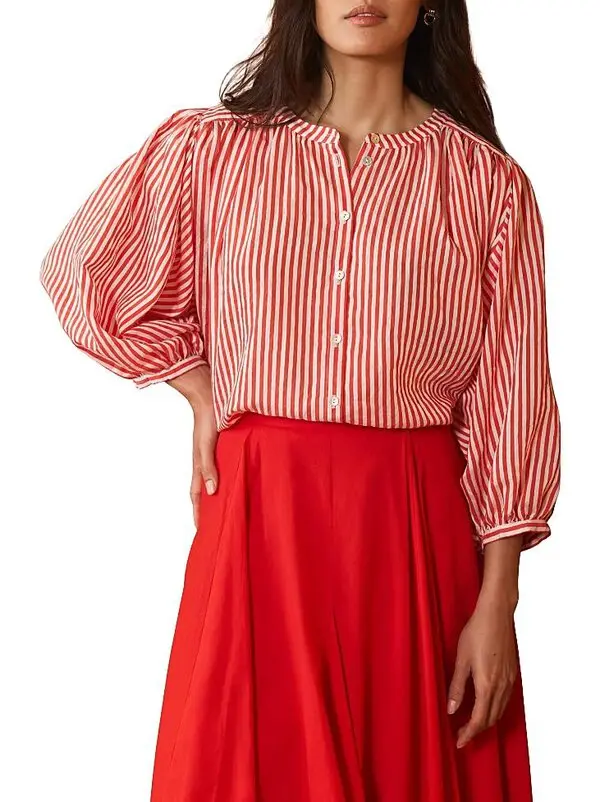 Mint Velvet Striped Batwing Blouse - Red