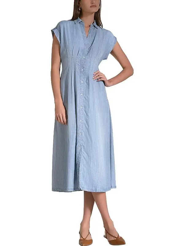 Elan Cap Sleeve Midi Dress - Blue