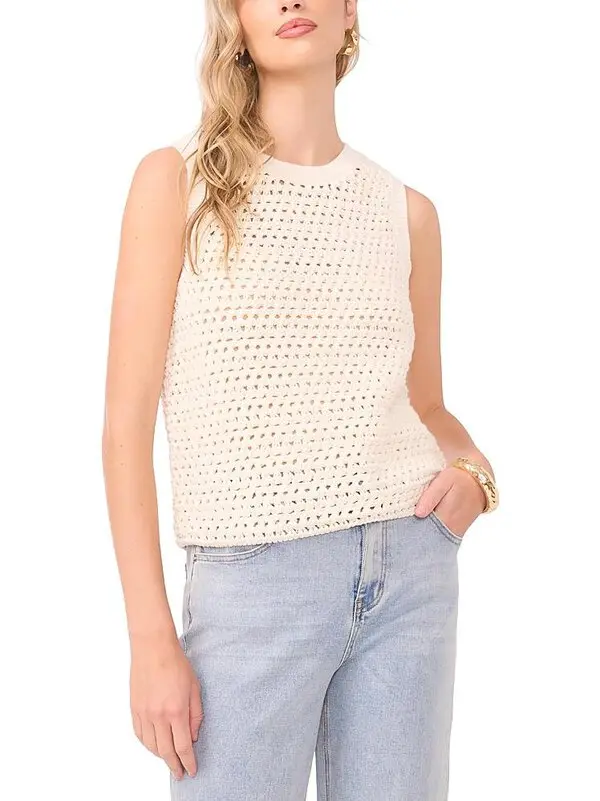 1.State Openwork Crewneck Tank - Eggnog