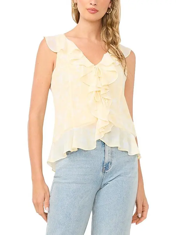 1.State Ruffled V-neck Blouse - Pastel Yellow