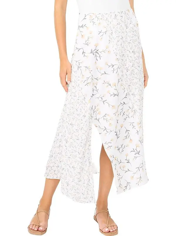 1.State Mixed Print Asymmetric Skirt - Pastel Yellow