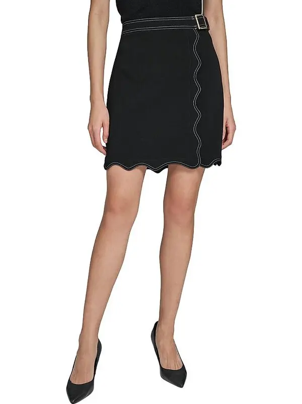Karl Lagerfeld Paris Scalloped Wrap Skirt - Black