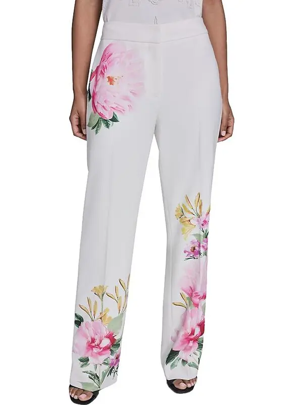 Karl Lagerfeld Paris Floral Trousers - Soft White