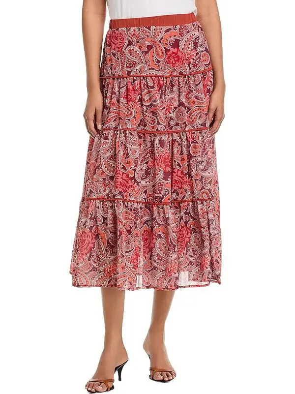 NANCY YANG Paisley Tiered Skirt - Orange
