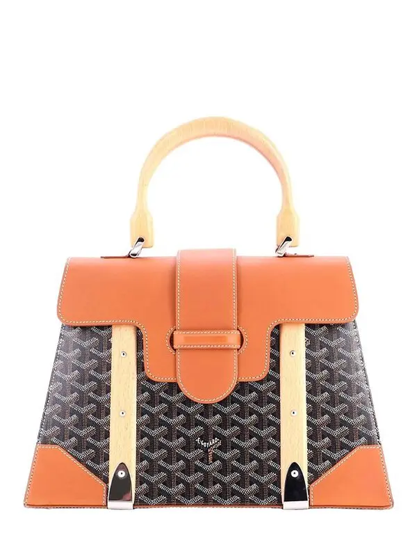 Goyard Mm Saigon Top Handle Bag Coated Canvas With Leather - Brown