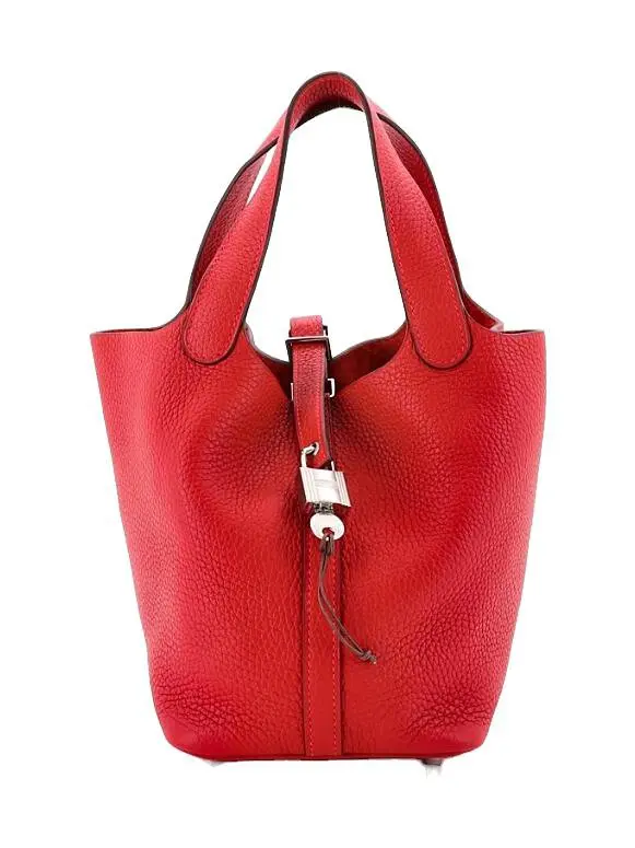 HERMES Pm Picotin Lock Bucket Bag Clemence - Red
