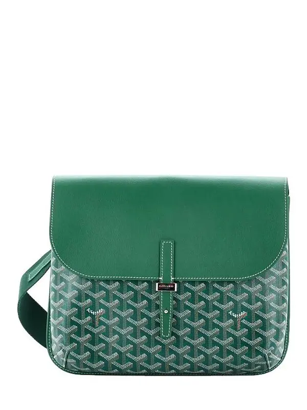GOYARD Coursier Messenger Bag Coated Canvas And Leather - Green