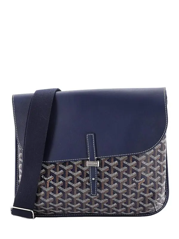 GOYARD Coursier Messenger Bag Coated Canvas And Leather - Blue