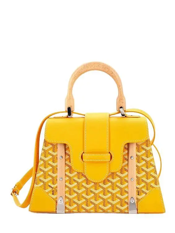 Goyard Pm Saigon Top Handle Bag Coated Canvas With Leather - Yellow