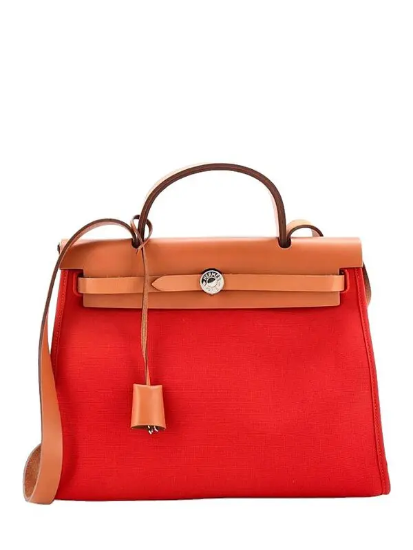 HERMES 31 Herbag Zip - Red/ Brown/ Red
