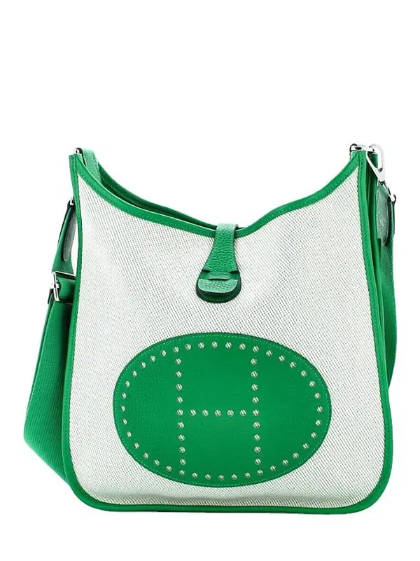 Hermès Evelyne Pm Bag Gen Iii Toile And Leather - Green