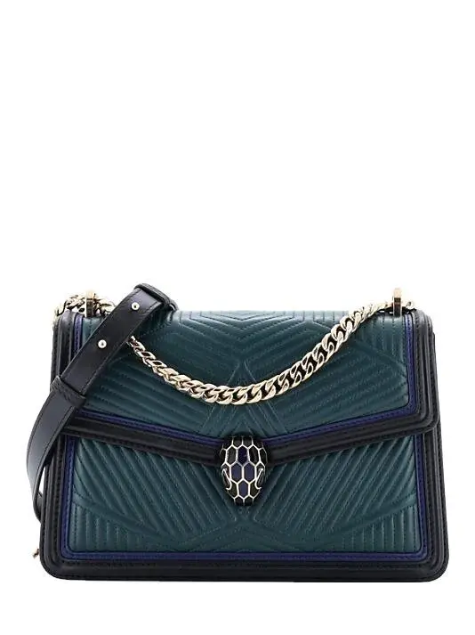 BVLGARI Small Serpenti Forever Shoulder Bag - Green/ Black