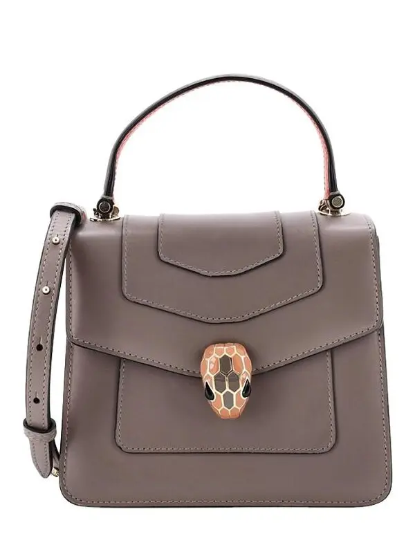BVLGARI Small Serpenti Forever Top Handle Bag - Grey/ Orange