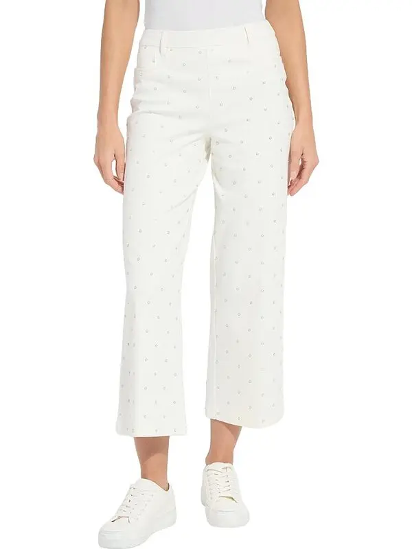 Lyssé Audrey Embellished Crop Jeans - Ecru White