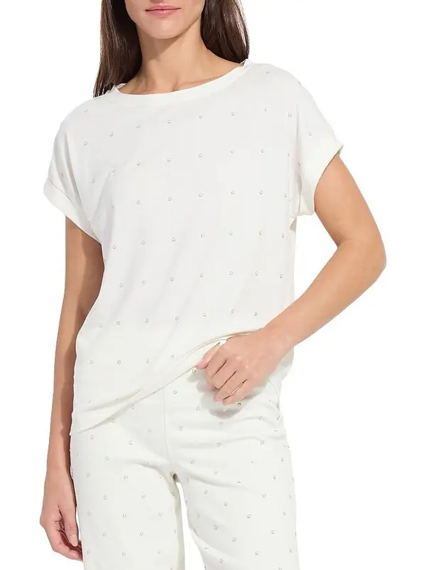 Lyssé Nisha Metal Heatset Pearl Top - Off White