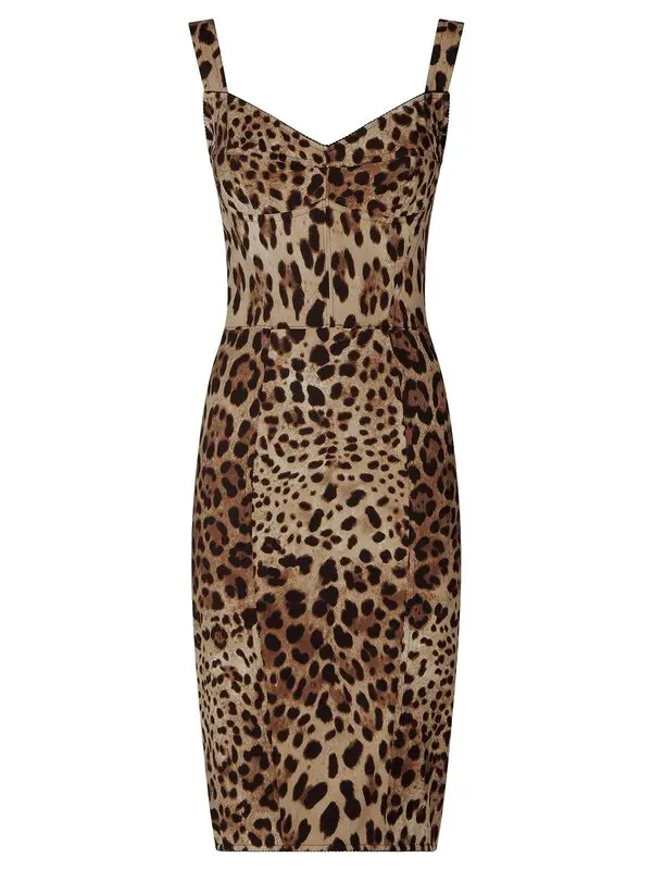 Dolce & Gabbana Leopard-print Cady Corset-style Midi Dress - Animal Print