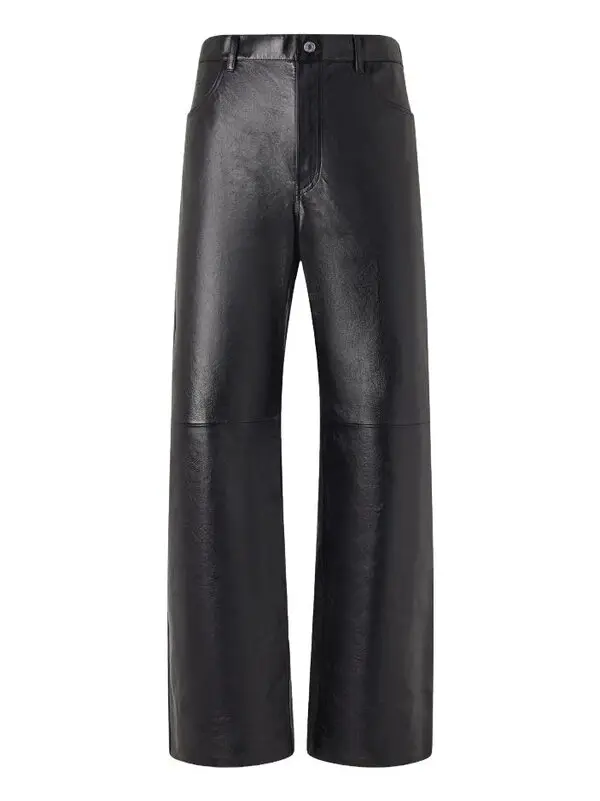 Celine Straight-leg Leather Trousers - Black