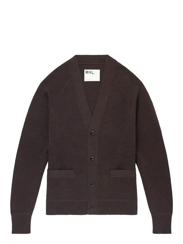 MARGARET HOWELL Merino Wool Cardigan - Brown