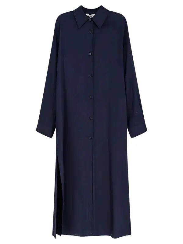 HEVO Arigliano Linen And Viscose Chemisier Dress - Blue