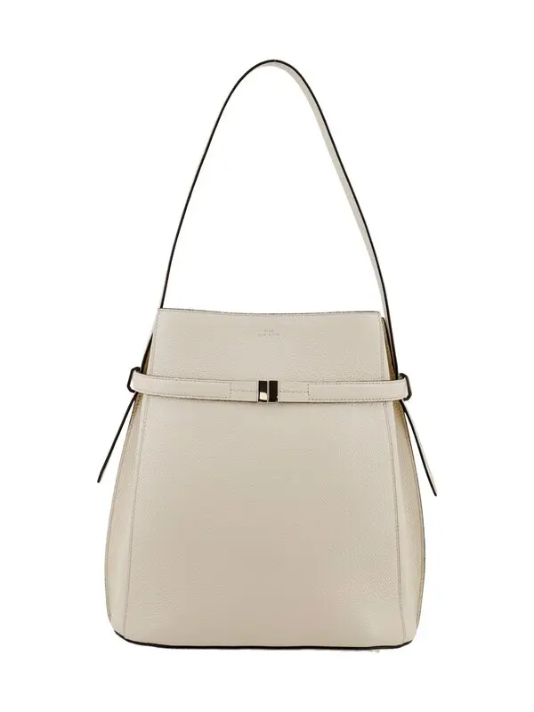 TOTEME Hammered Leather Bucket Bag - Beige