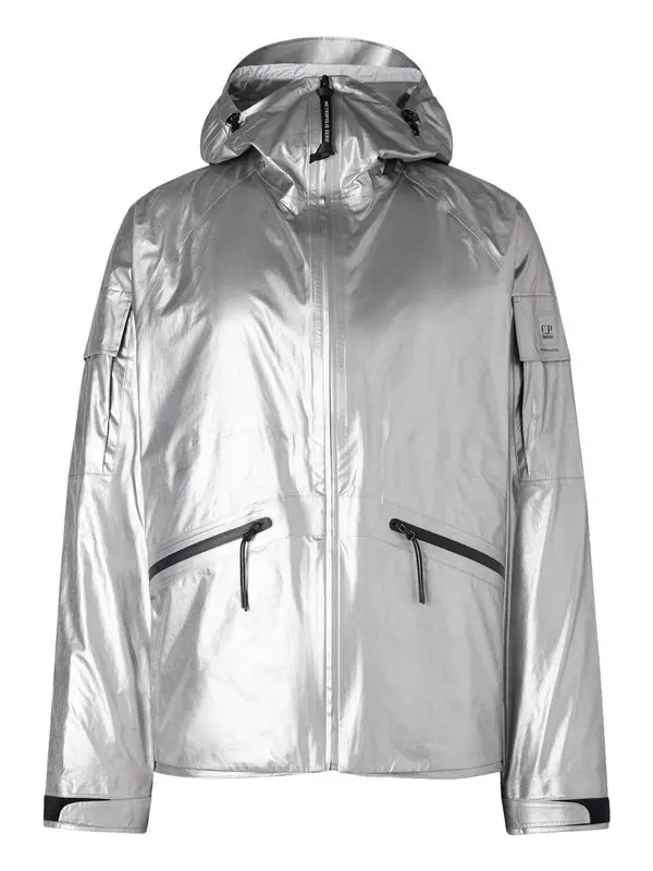 C.P. COMPANY Metropolis Metallic Shell Hooded Jacket - Silver