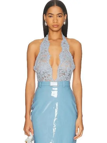 ROWEN ROSE V-neck Bodysuit - Blue