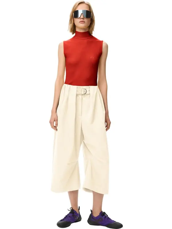 Loewe Cropped Belted Trousers - Ivory