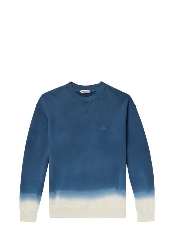 JW Anderson Logo-embroidered Dip-dyed Cotton-jersey Sweatshirt - Navy