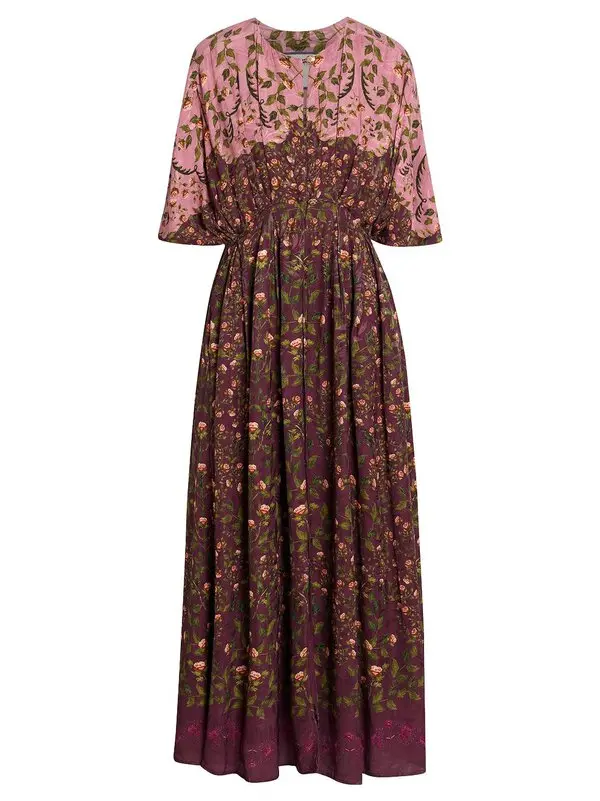 Agua Bendita Gesto Sueño Floral-print Maxi Dress - Grape