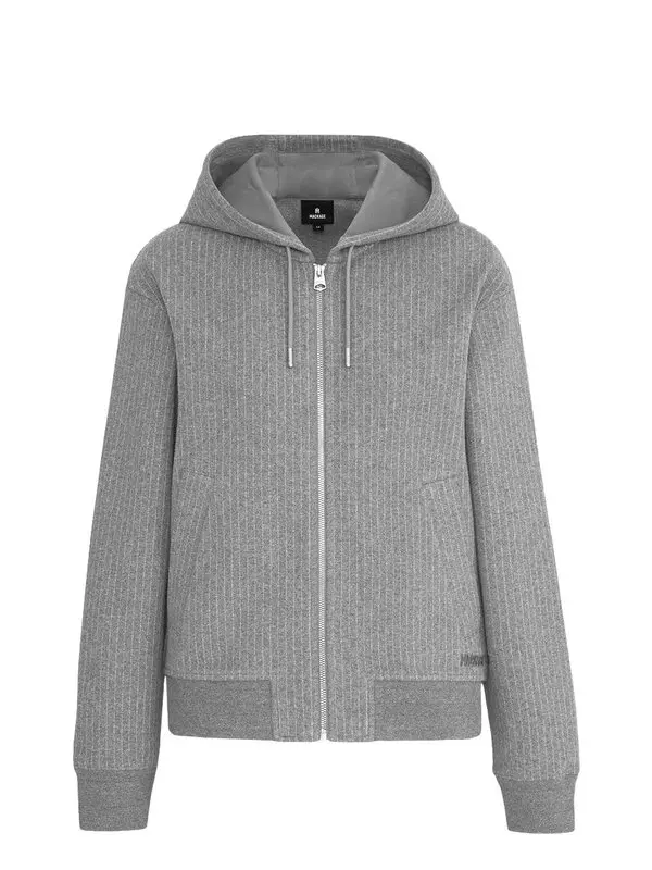 Mackage Brushed Knit Zip Hoodie - Light Grey Mix-cream