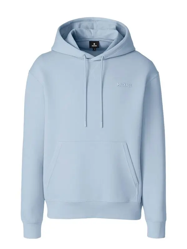 Mackage Double-face Jersey Logo Hoodie - Fog Blue