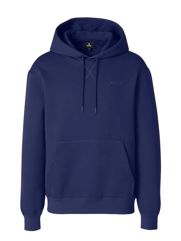 Mackage Double-face Jersey Logo Hoodie - Mineral Blue