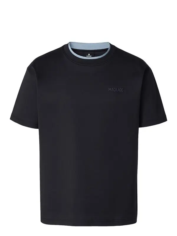 Mackage Tee-mnv Double Crewneck Collar T-shirt - Navy-fog Blue