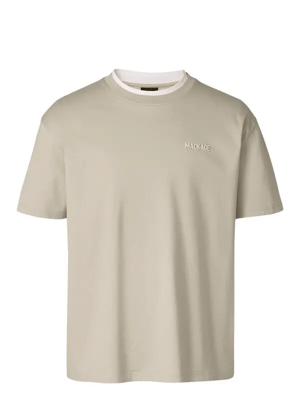 Mackage Tee-mnv Double Crewneck Collar T-shirt - Taupe-white