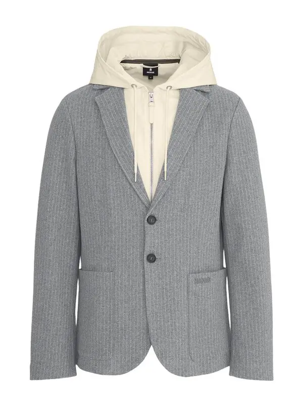 Mackage Wells-k 2-in-1 Knit Blazer With Removable Bib - Light Grey Mix-cream