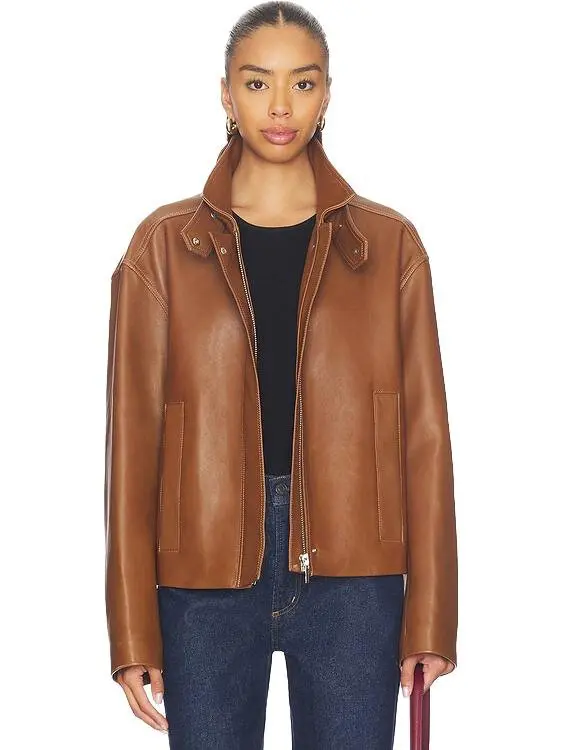 A.L.C. Hudson Leather Jacket - Oiled Oak
