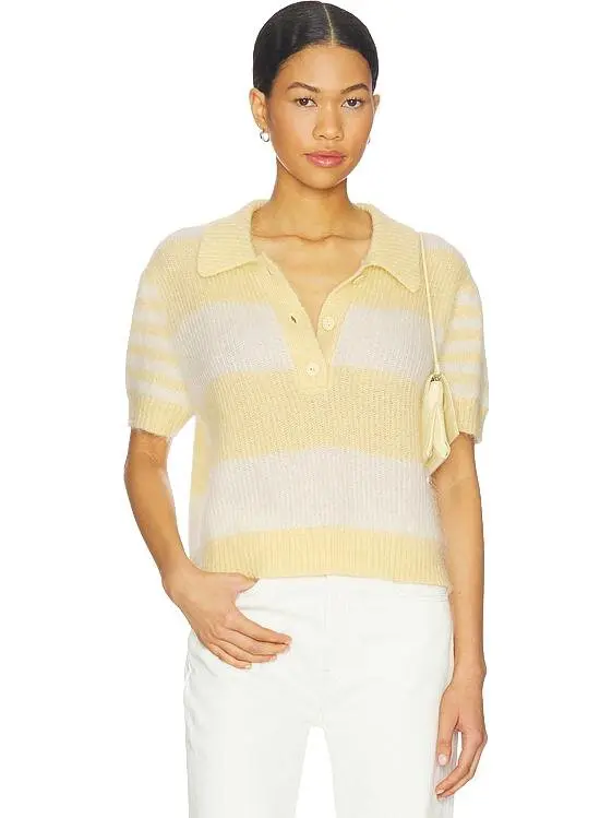 ALLSAINTS Clem Polo Tee - Hay Yellow & White