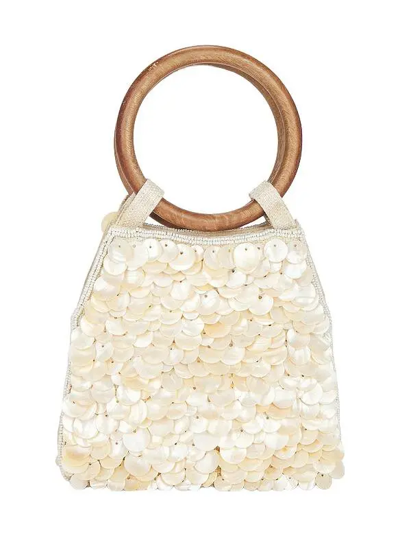 Dolce Vita Beaded Bag With Top Handle - Natural